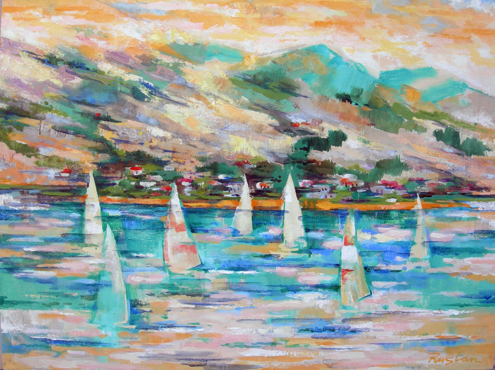 The Regatta Painting by ruslan pushkash - Jose Art Gallery
