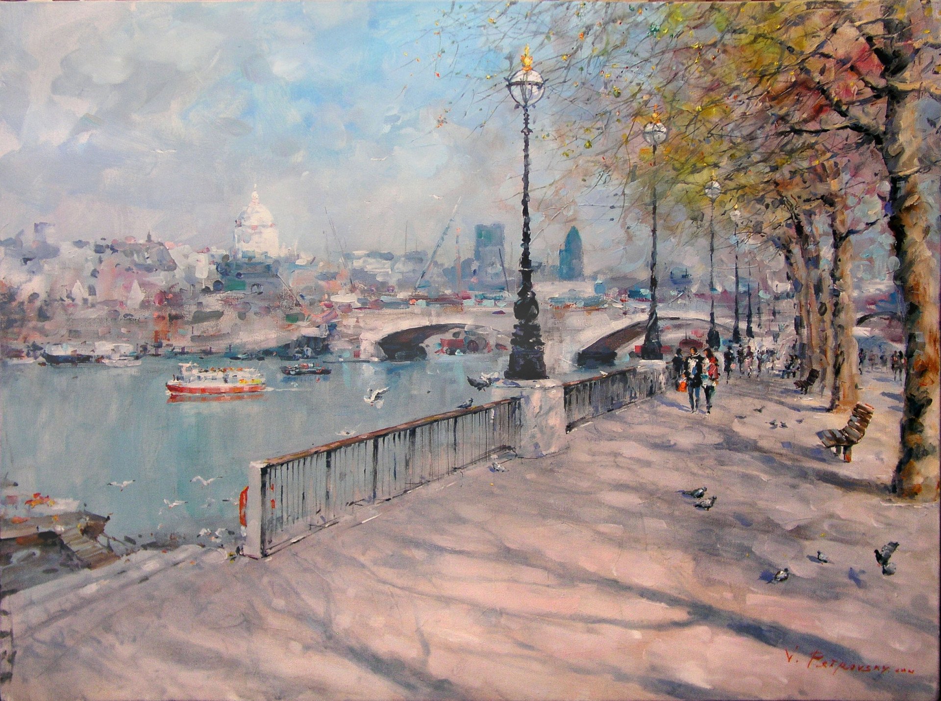 The Thames Promenade Painting by Vitaliy Petrovskiy