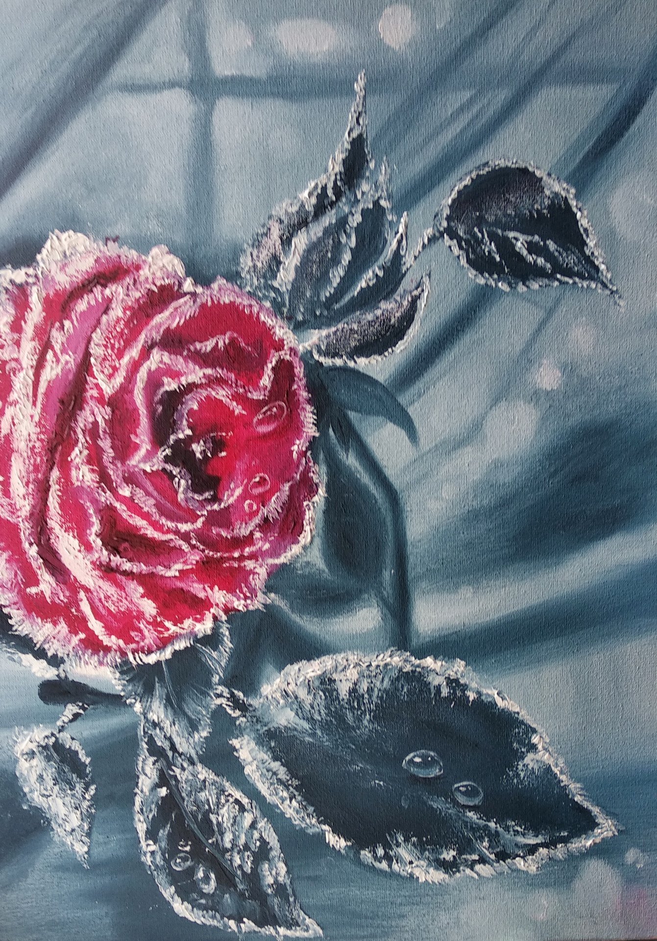 Snowy rose Painting by Marina Gaidar - Jose Art Gallery