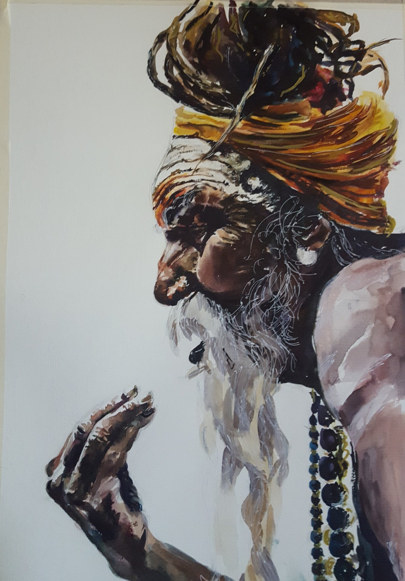 My watercolor old man Painting by Natali Diduh