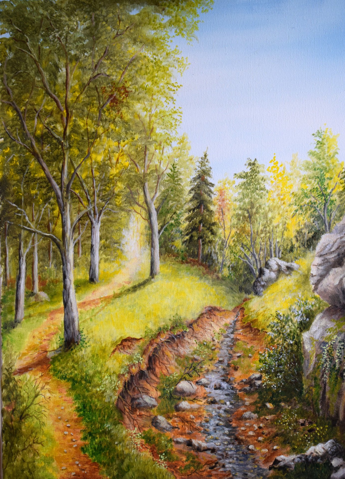 Uma manhã de primavera na floresta Drawing - Gérard JEHIN