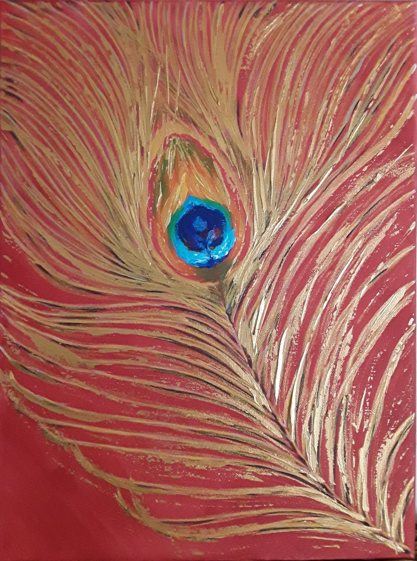 Golden feather Painting by Elena Zaitseva - Jose Art Gallery