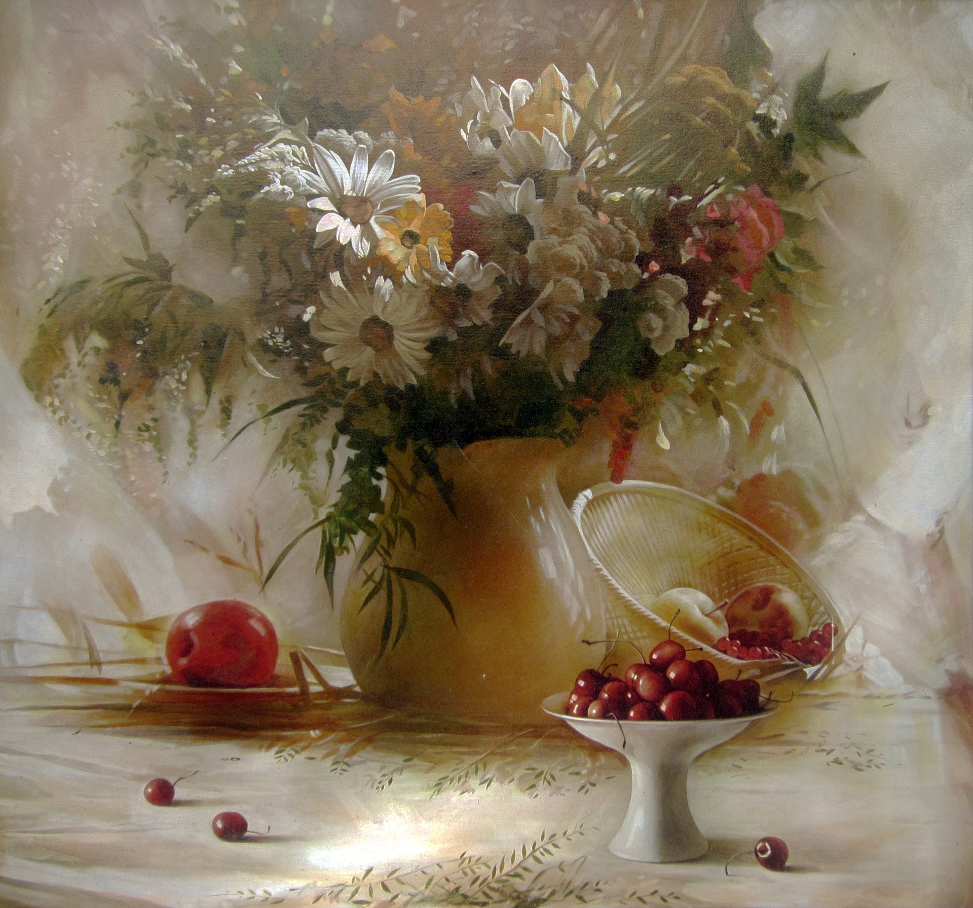 Nature morte à la cerise douce Peinture de Sergey I Vera Goncharenko