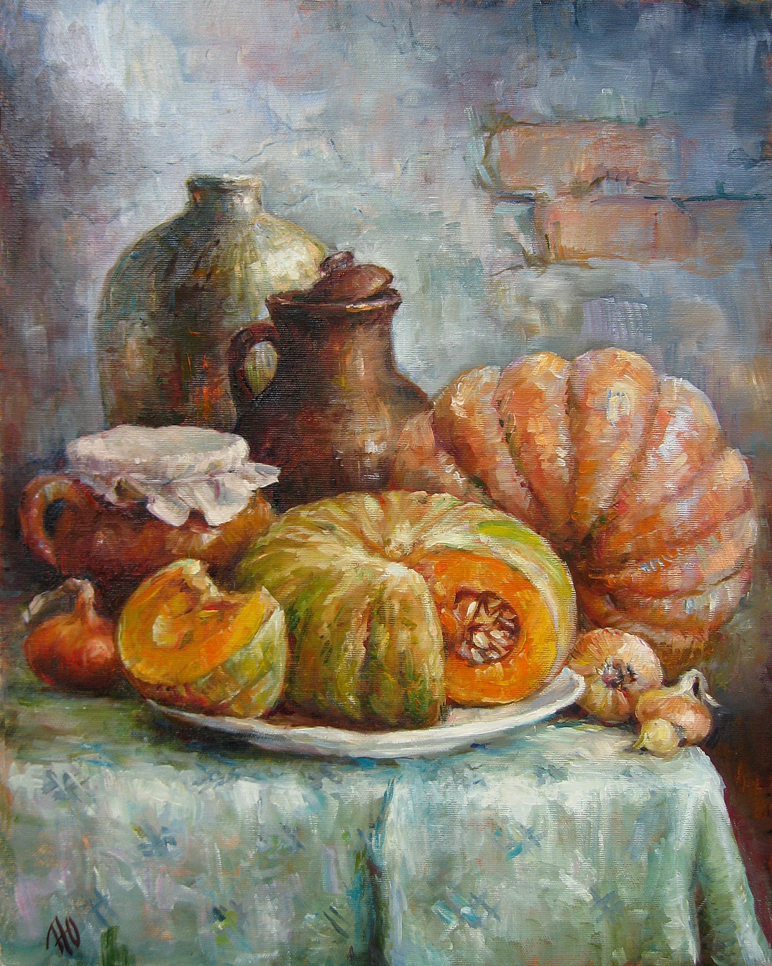 Still life with pumpkin Painting by Julia Perepelkina