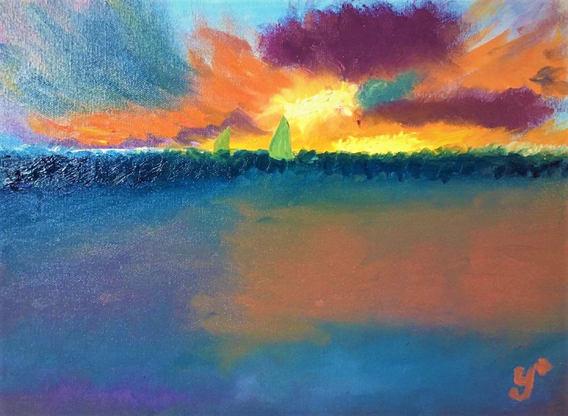 Sea Sunset Painting by ANASTASIIA NAUMENKO - Jose Art Gallery