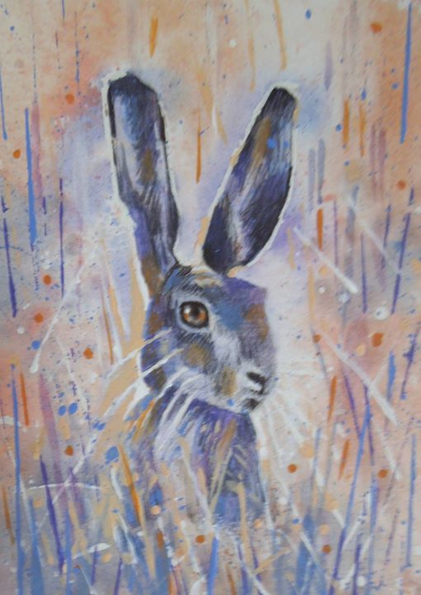 Hare in meadow Painting by karenjane green.artist