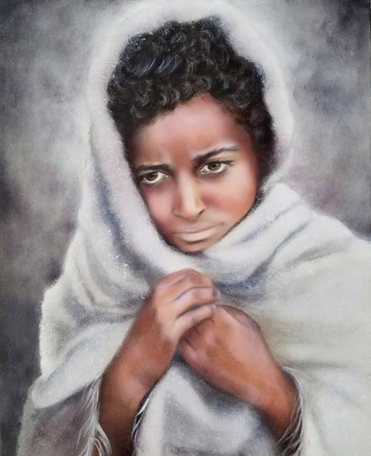 Refugee Boy Painting by Nersel Muehlen - Jose Art Gallery