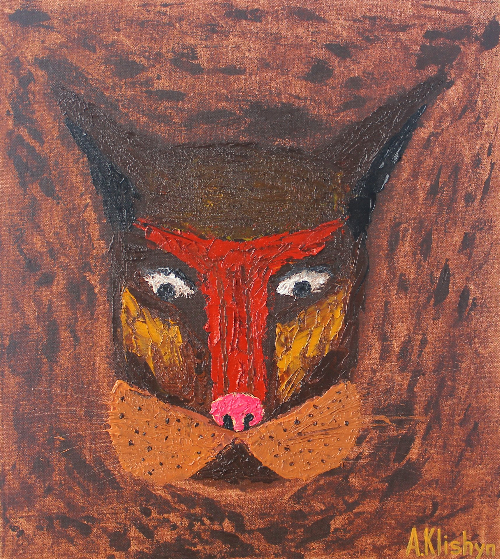 Mask Cat Painting by Andriy Klishyn - Jose Art Gallery