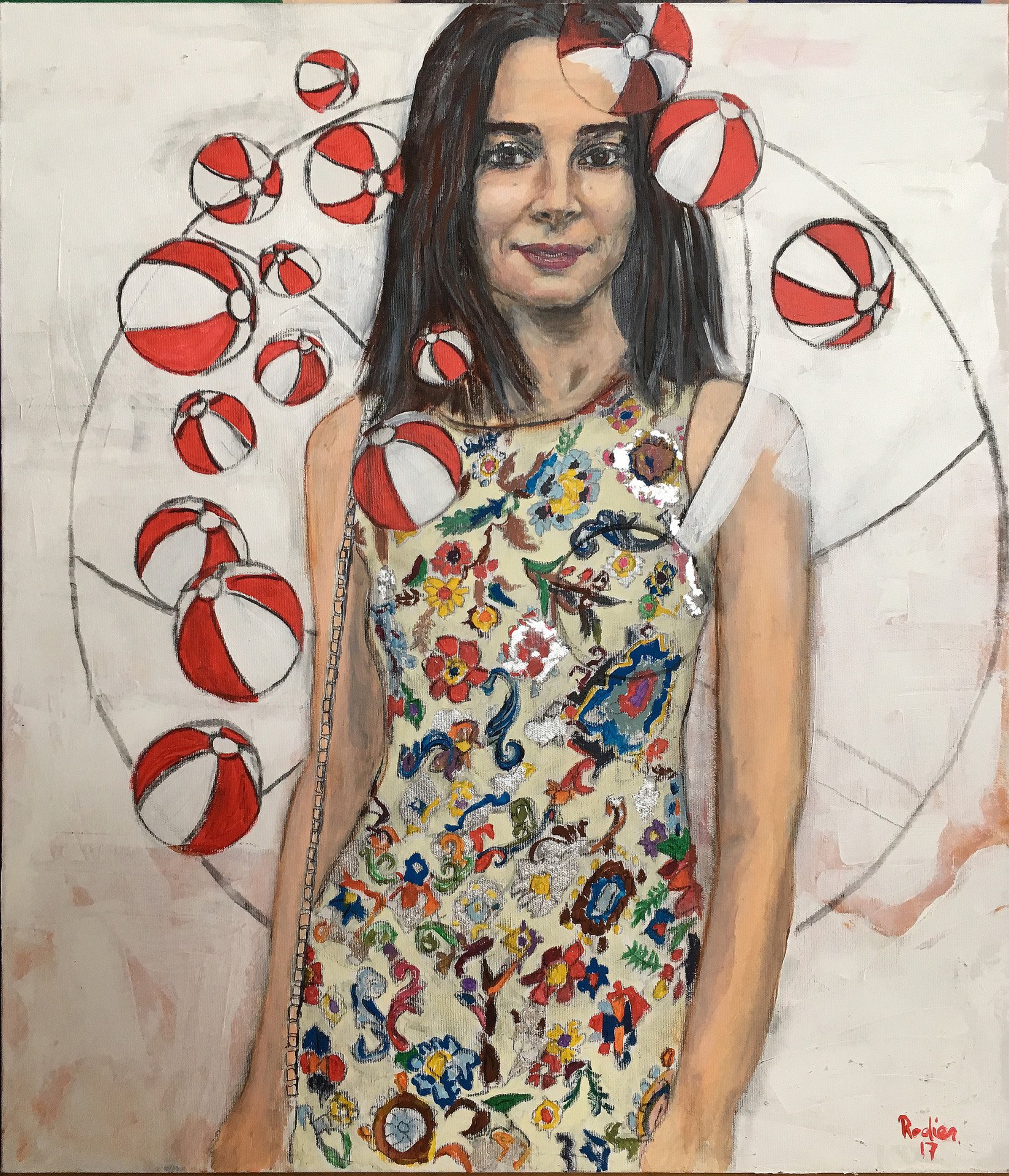 Yulia with Balloons Painting by Alain Rodier