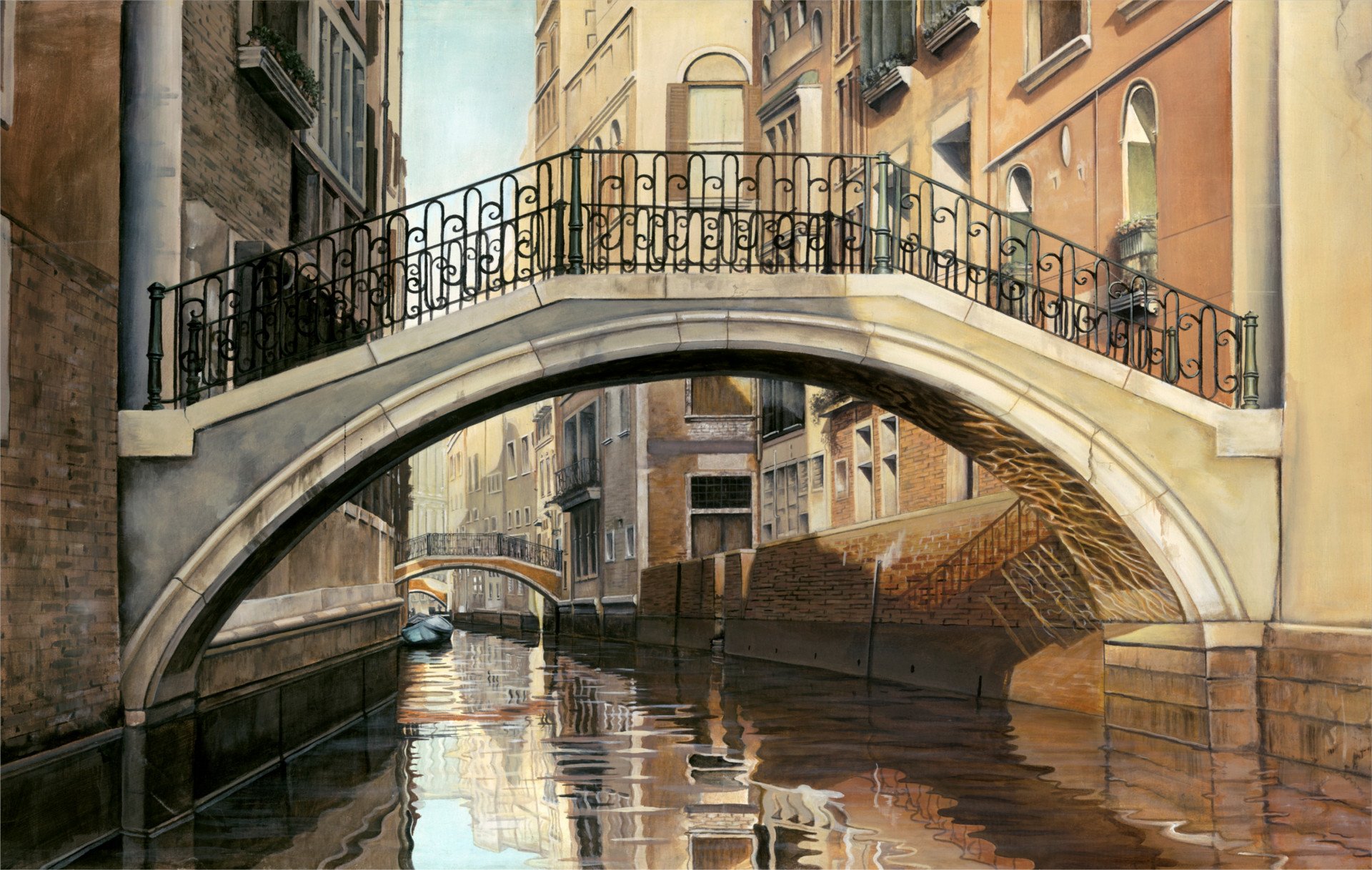 Venice Bridge Drawing - Michael Neamand - Jose Art Gallery