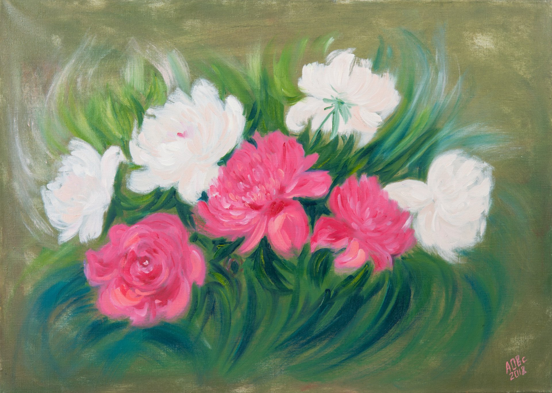 Fondness of Peonies Painting by Anna Ovsiankina