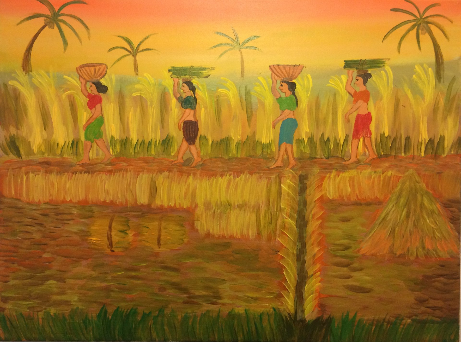 Farmers Painting by Prem Basa - Jose Art Gallery