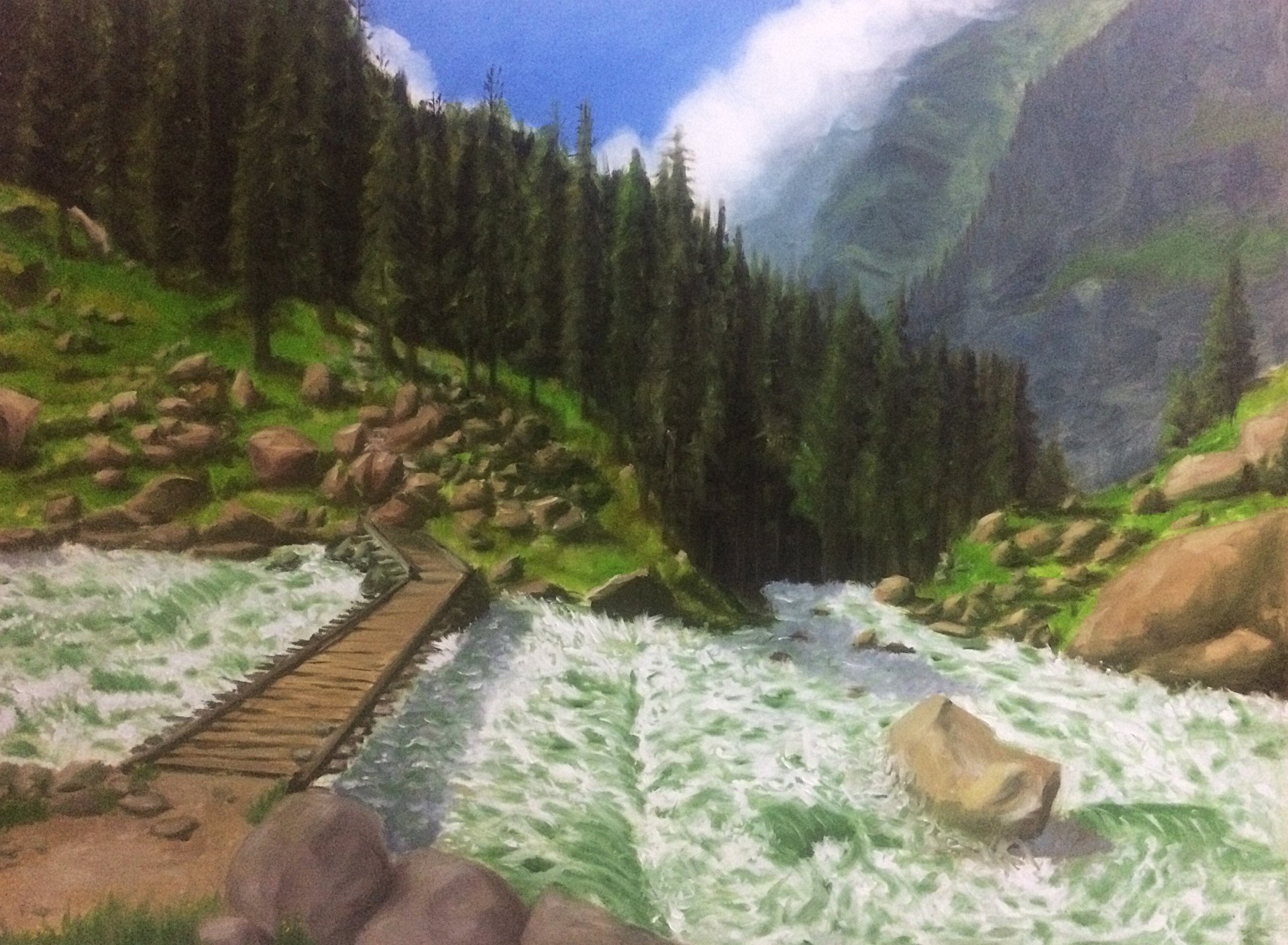 THE RAGING RIVER Painting by Lalit Kapoor - Jose Art Gallery