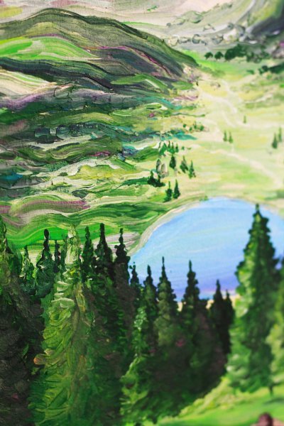 Alpine Mountains Landscape Painting by Katerina Chernisheva