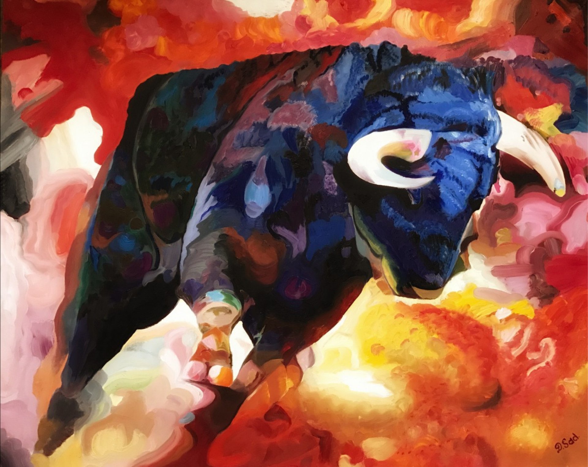Bull Painting by Daria Sadkova - Jose Art Gallery