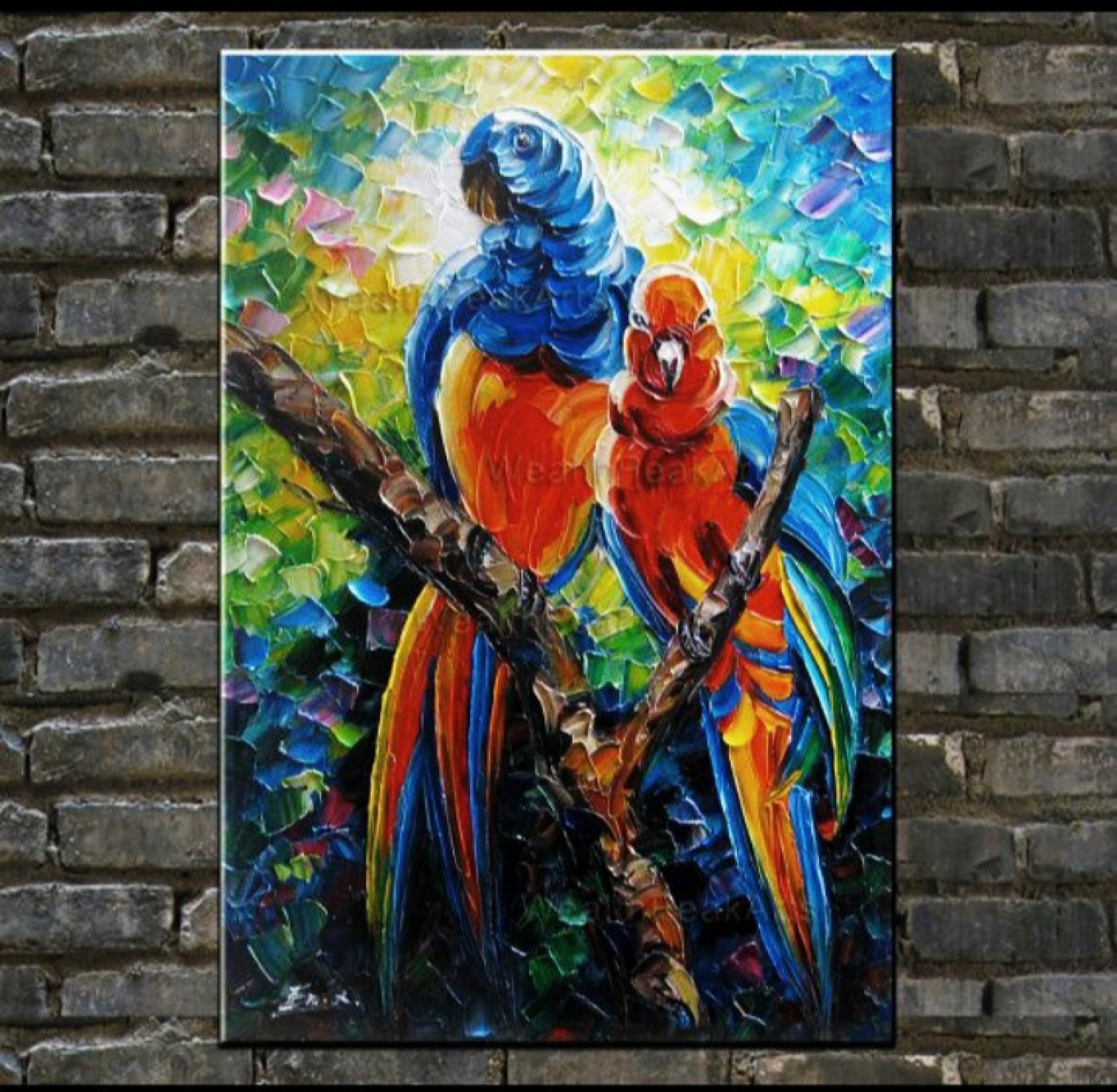 Parrots Painting by OkeArts African Exhibitions