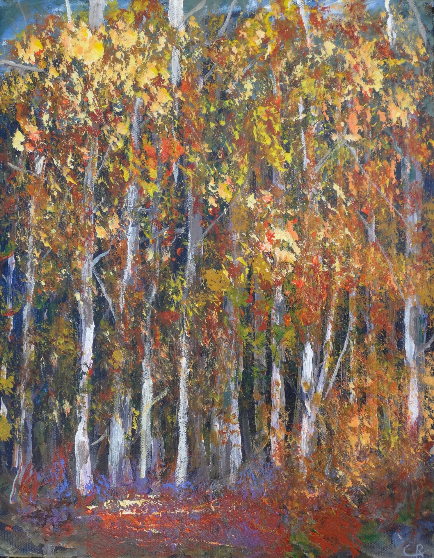 Aspen Trees In Colorado Painting by Chris Rutledge