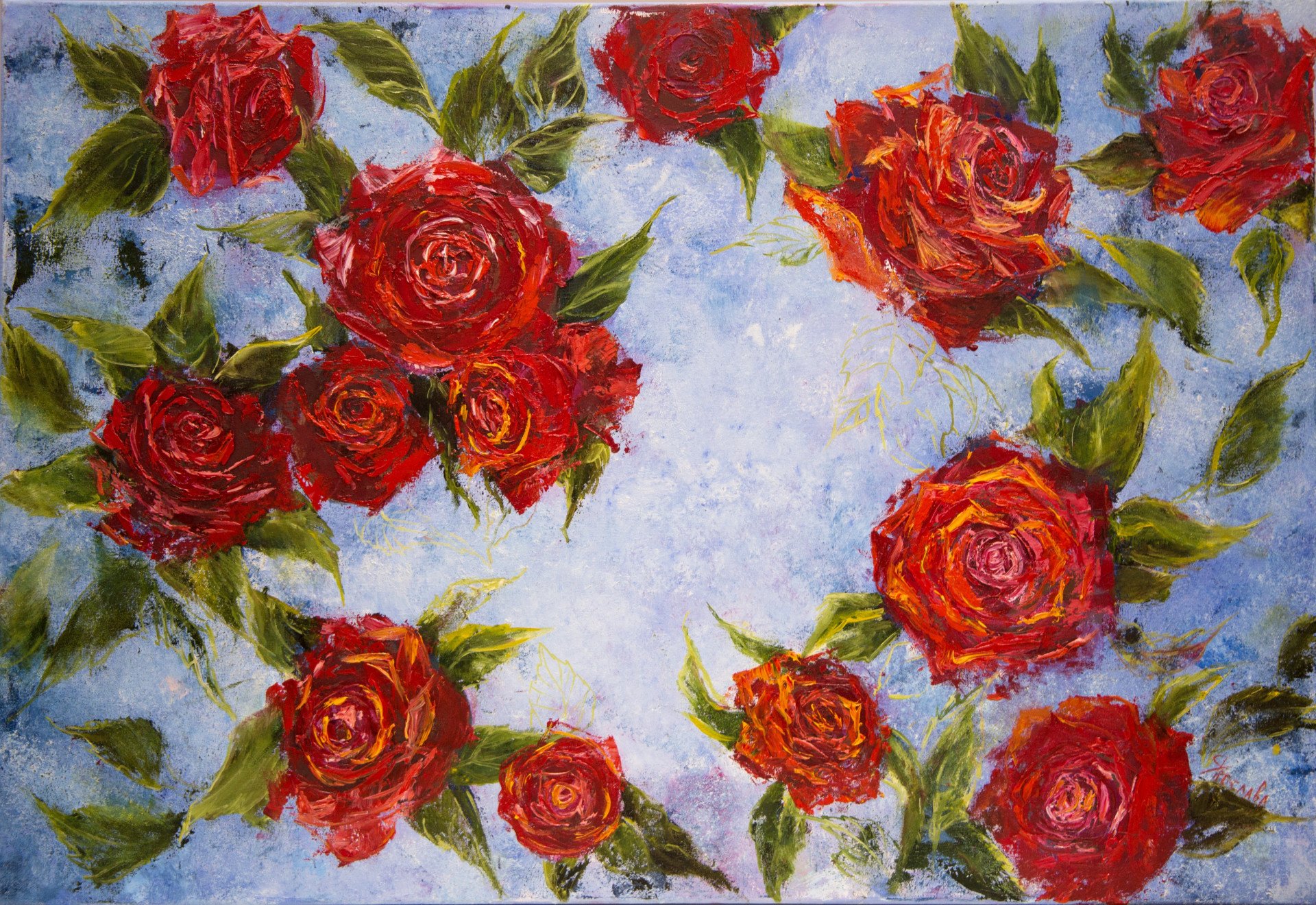 Roses Painting by Yaroslava Pavlyukovets - Jose Art Gallery
