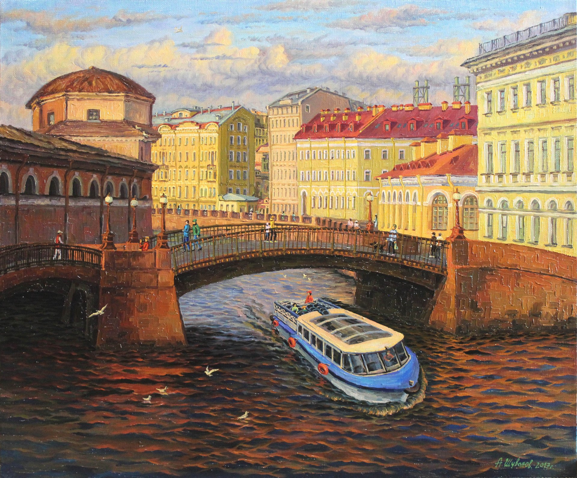 Saint Petersburg Canal. Sunset Painting by Andrey Shuvalov