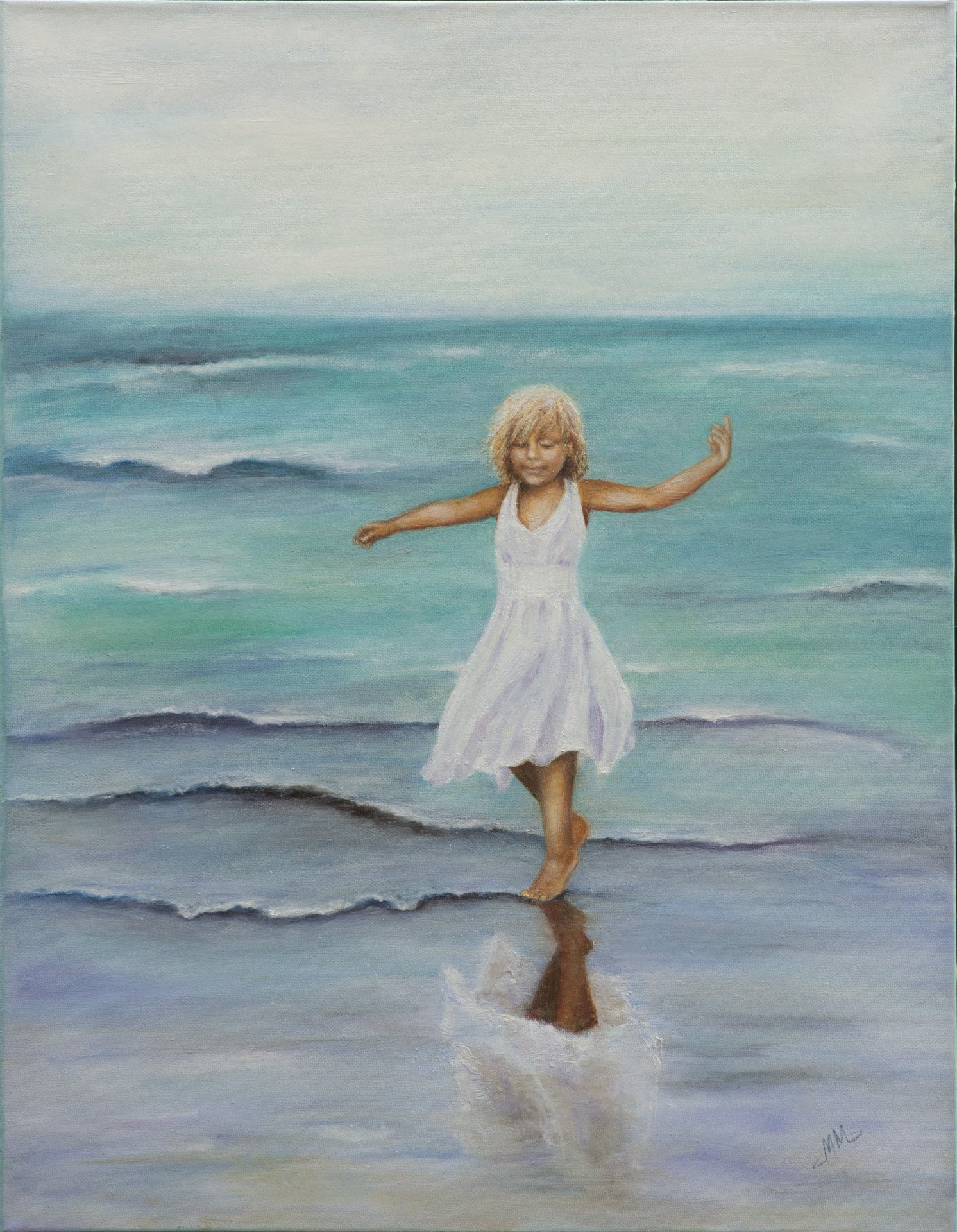 Waves Girl Painting by Mila Moroko - Jose Art Gallery