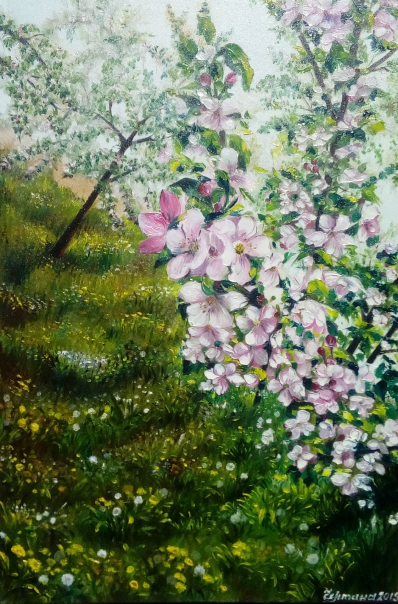 Spring in the garden Painting by Tatiana Chornenka