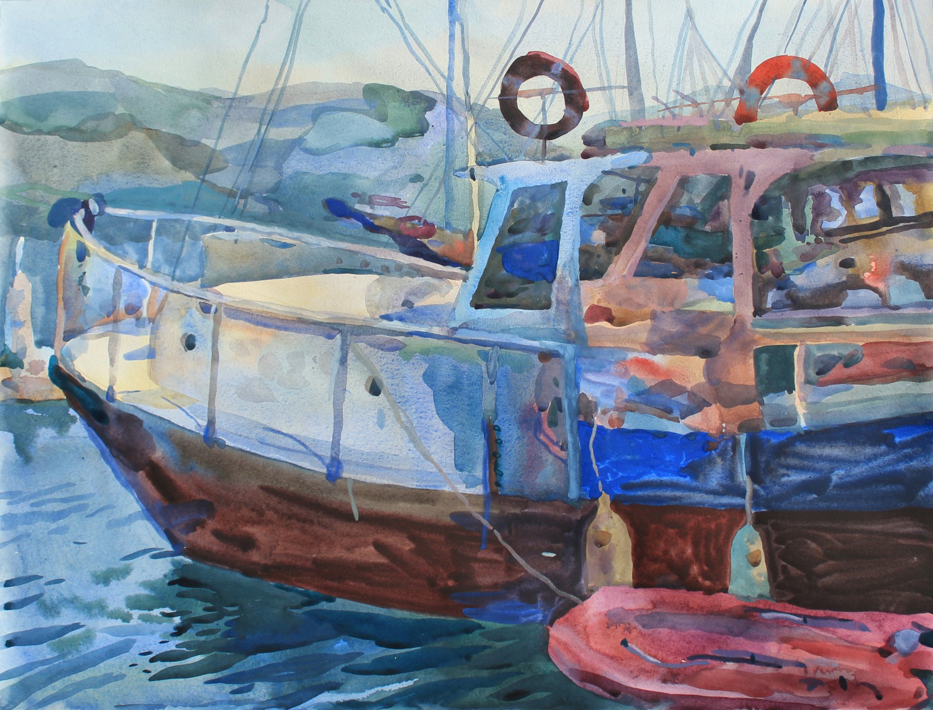 Fishing Boat Painting By Tetiana Belashchuk