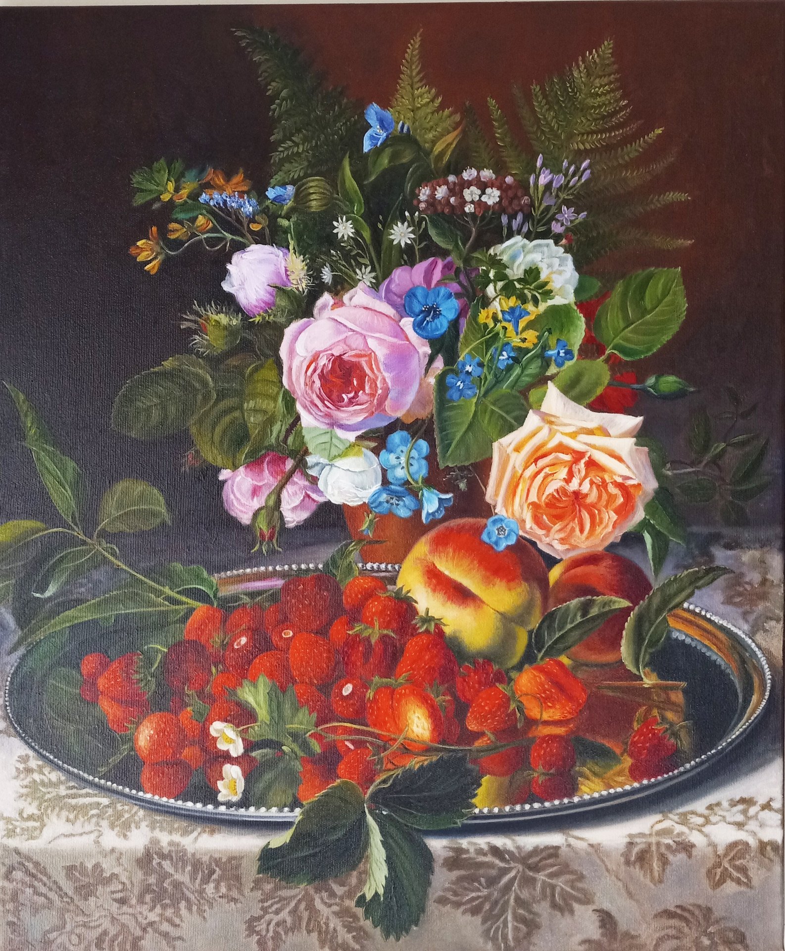 Still life with strawberries Painting by Svitlana Hruzenska