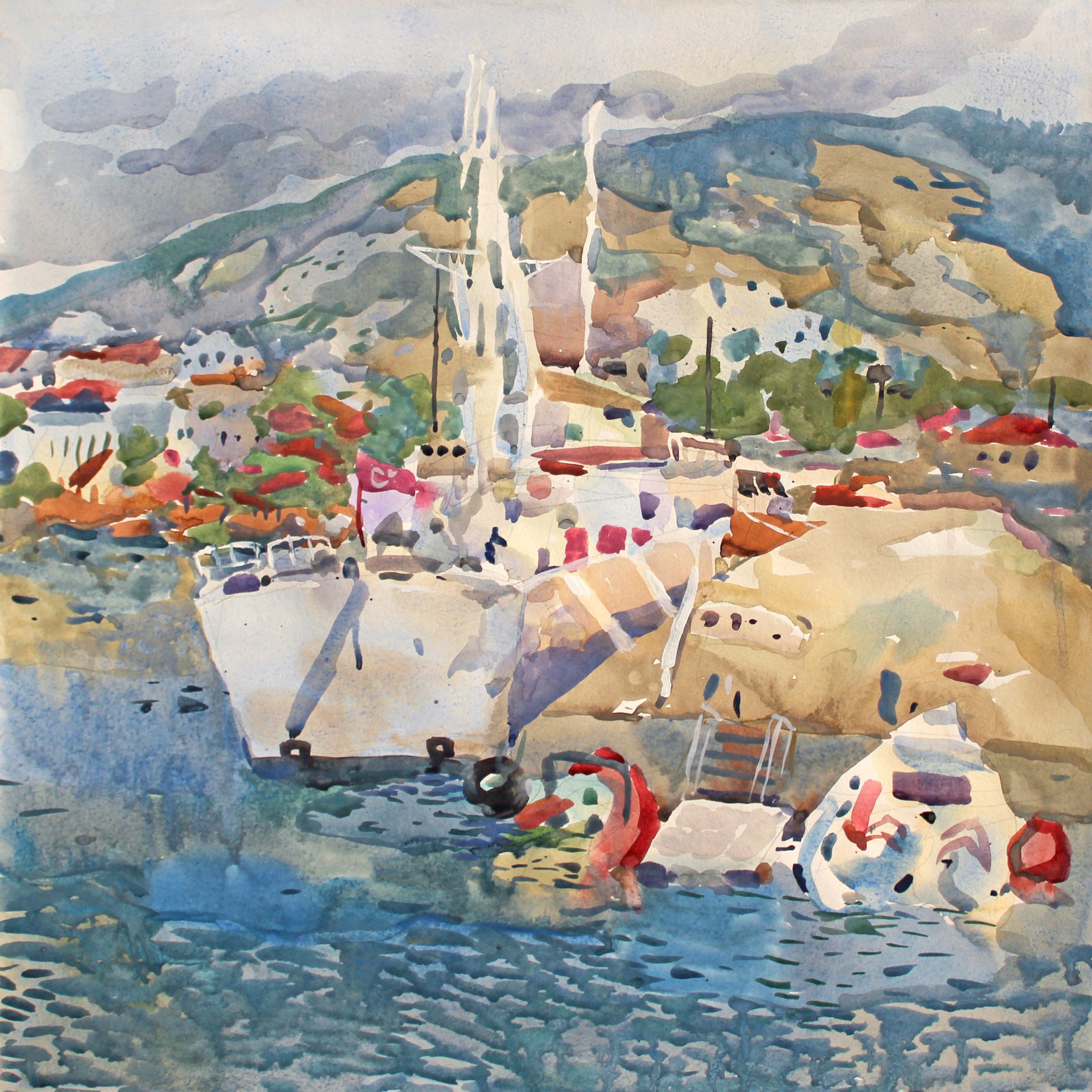 Harbour in Alanya Painting by Tetiana Belashchuk