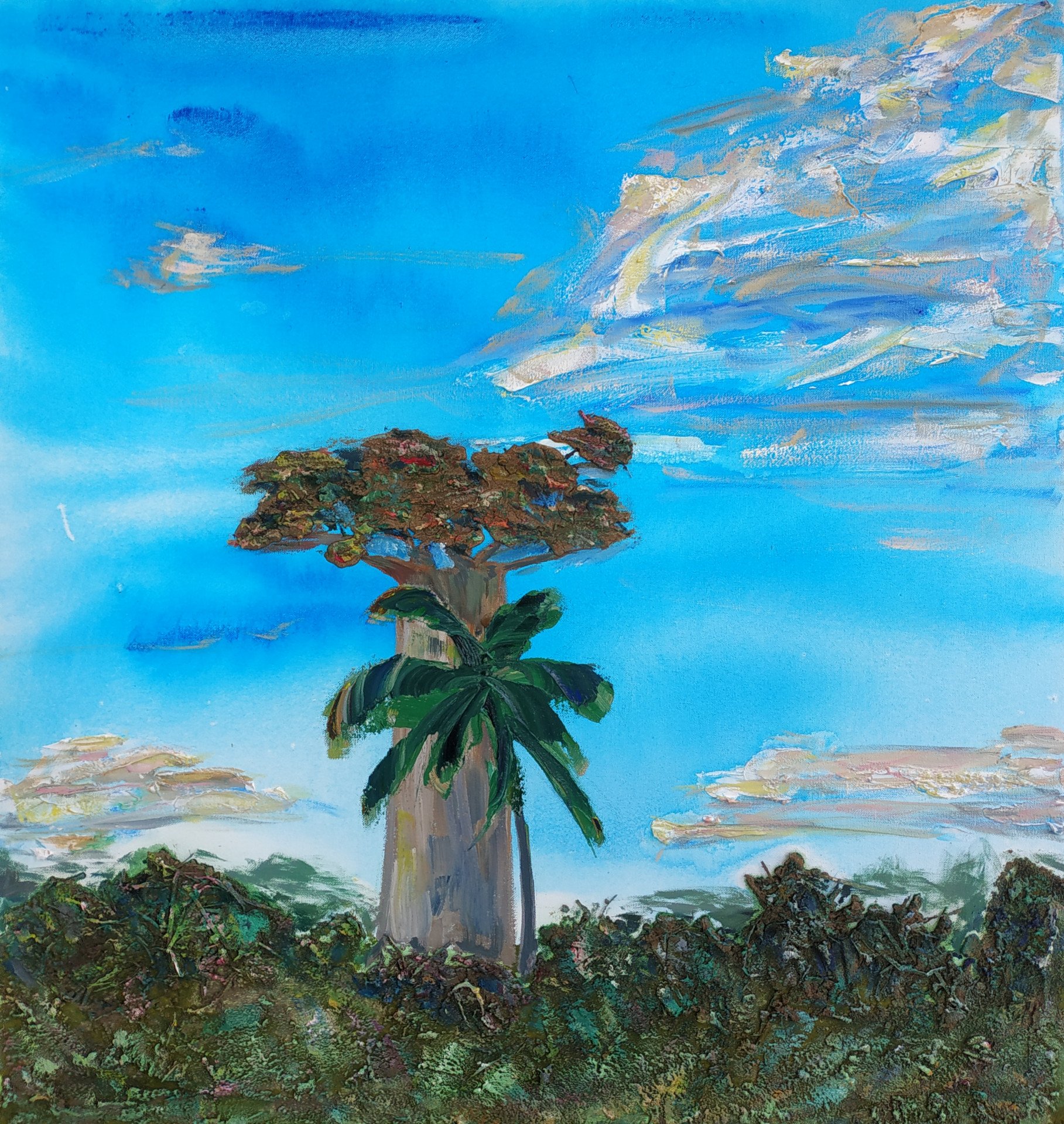 The Baobab and the Palm tree Painting by Katya Kononenko