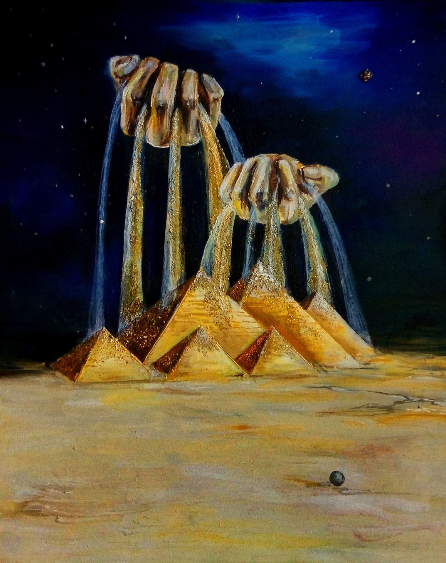 How were the pyramids built? Painting by Elena Arkhipova