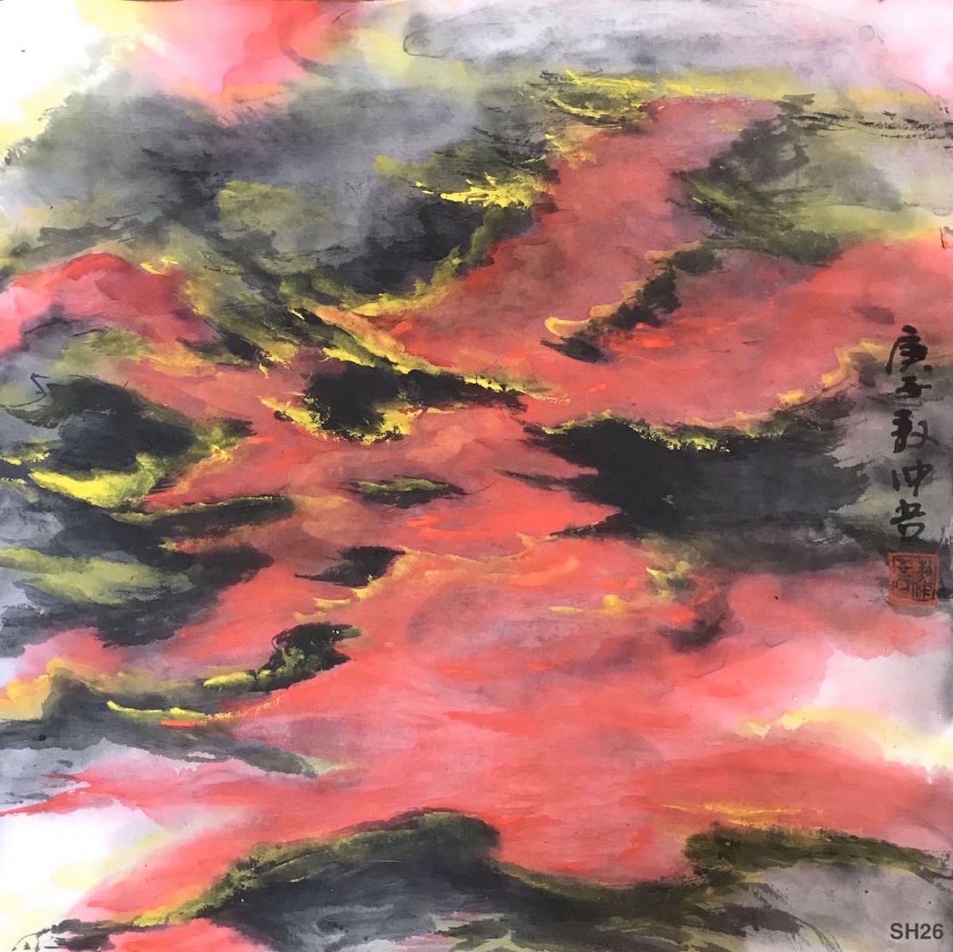 SH 26 - Charming Red Painting by Chongwu AO