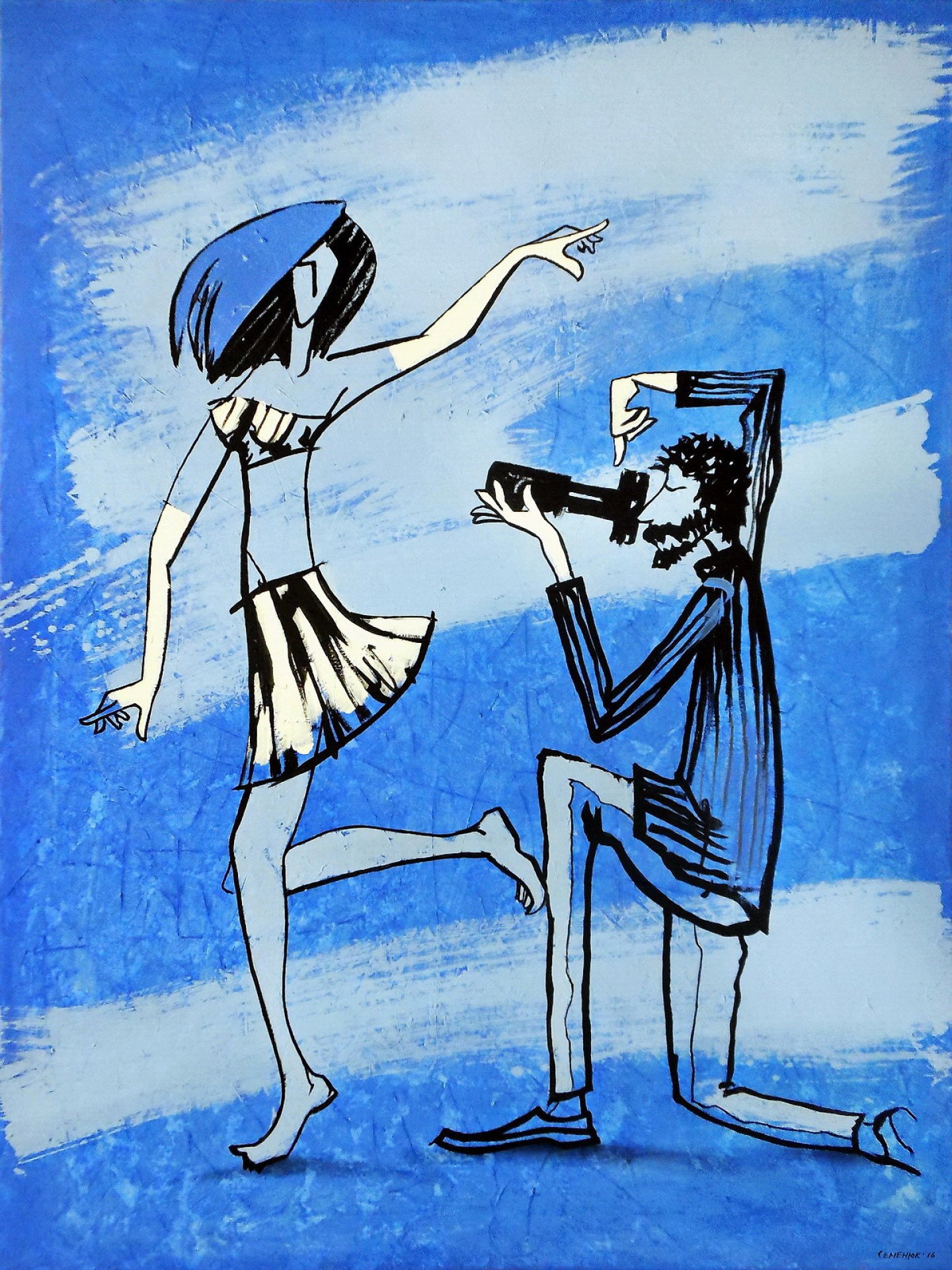 Instagram Husband Painting by Evgen Semenyuk