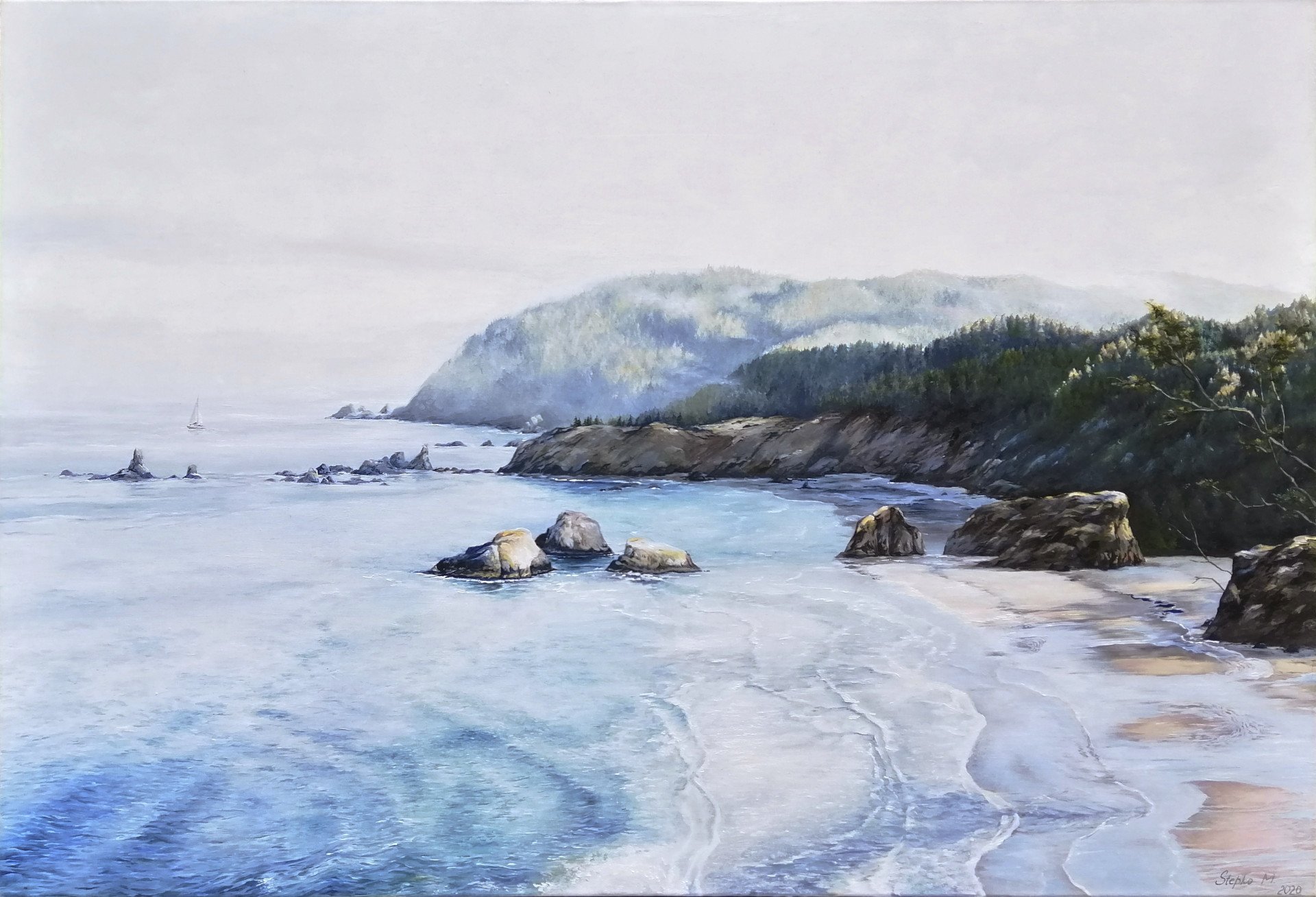 Sea shore Painting by Mariana Stepko - Jose Art Gallery