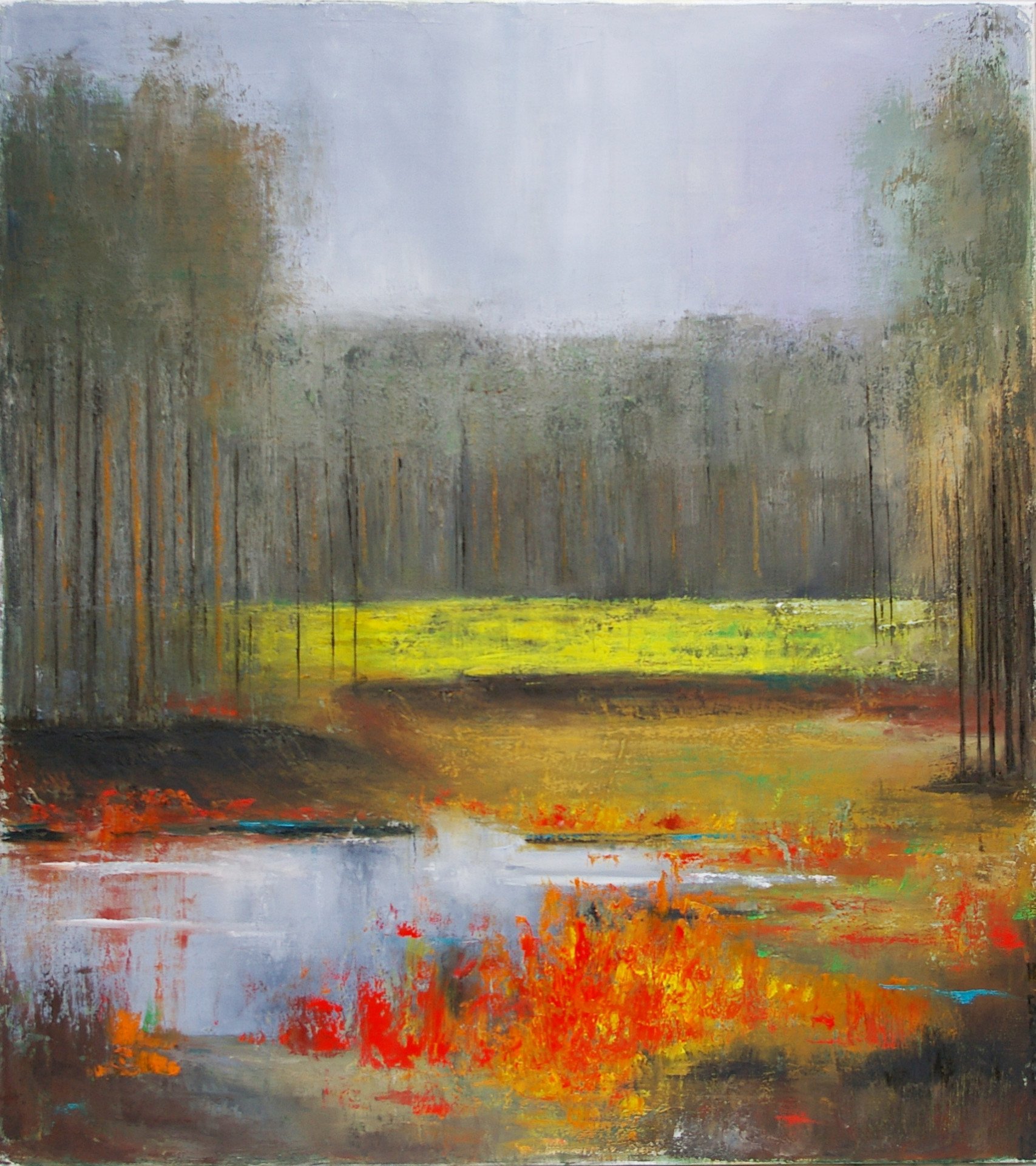 Forest Lake Painting by Nataliya Bagatskaya