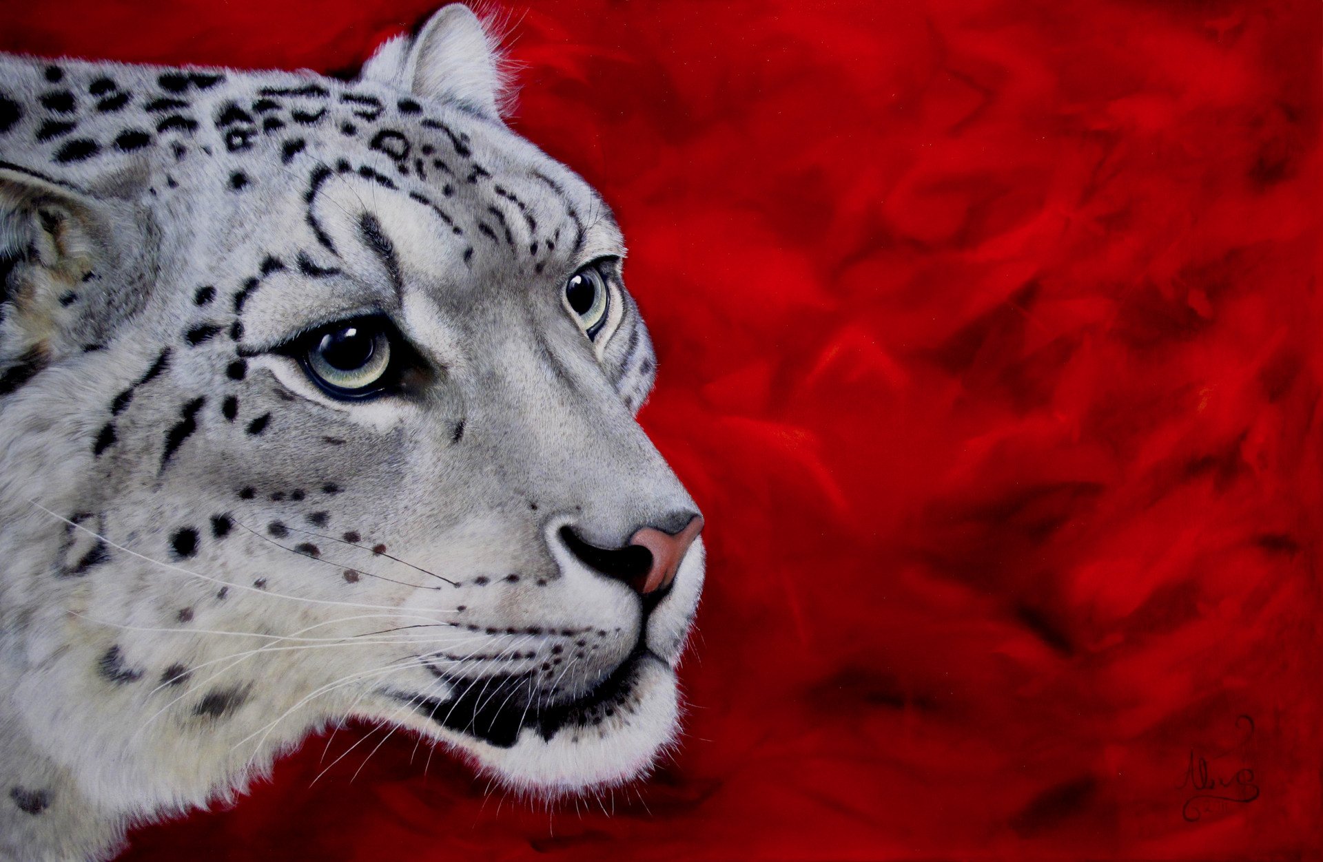 Reflections: Snow Leopard Painting by Alex Slingenberg