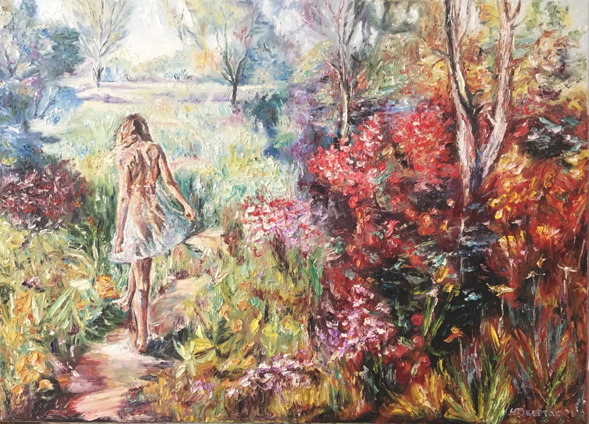 Morning walk Painting by Yuriy Obertas - Jose Art Gallery