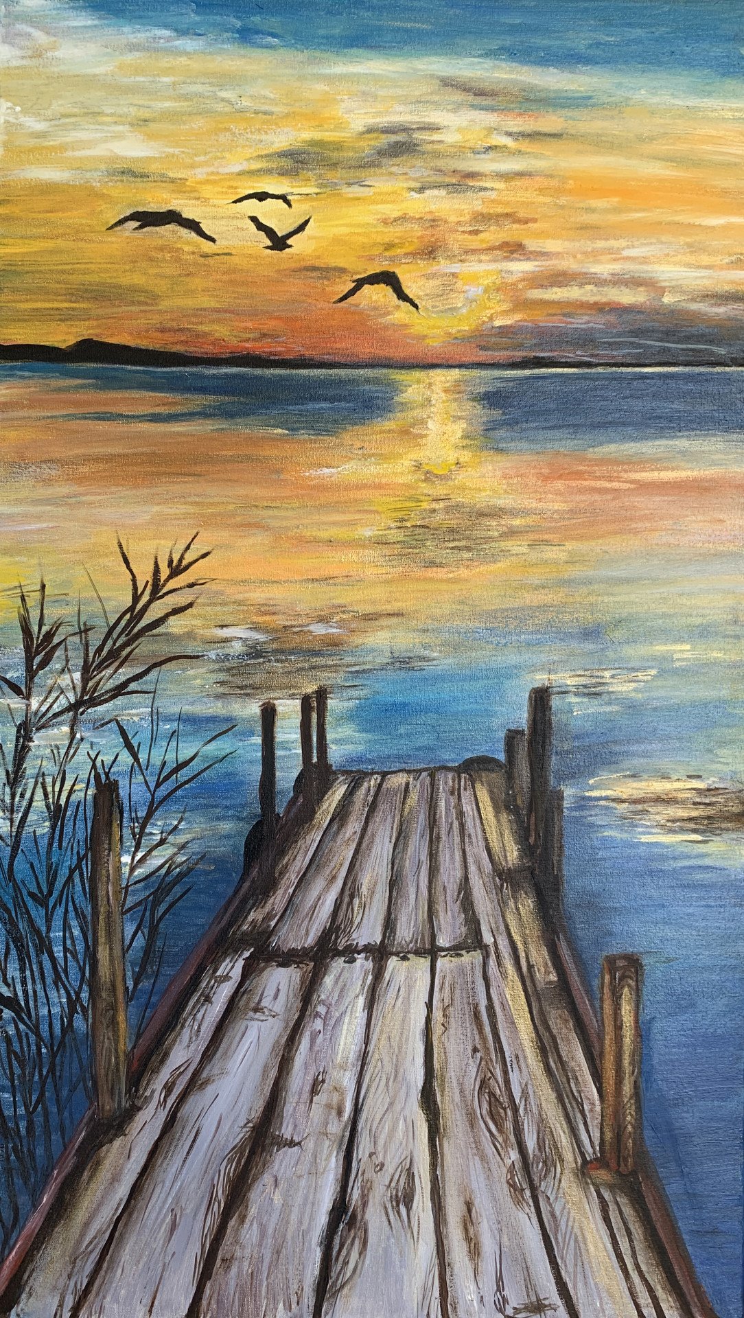 Golden sunset Painting by Evgeniya Siedykh