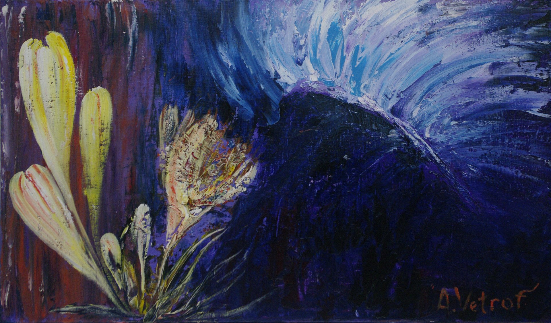 Camomile and late color Painting by Alik Vetrof - Jose Art Gallery
