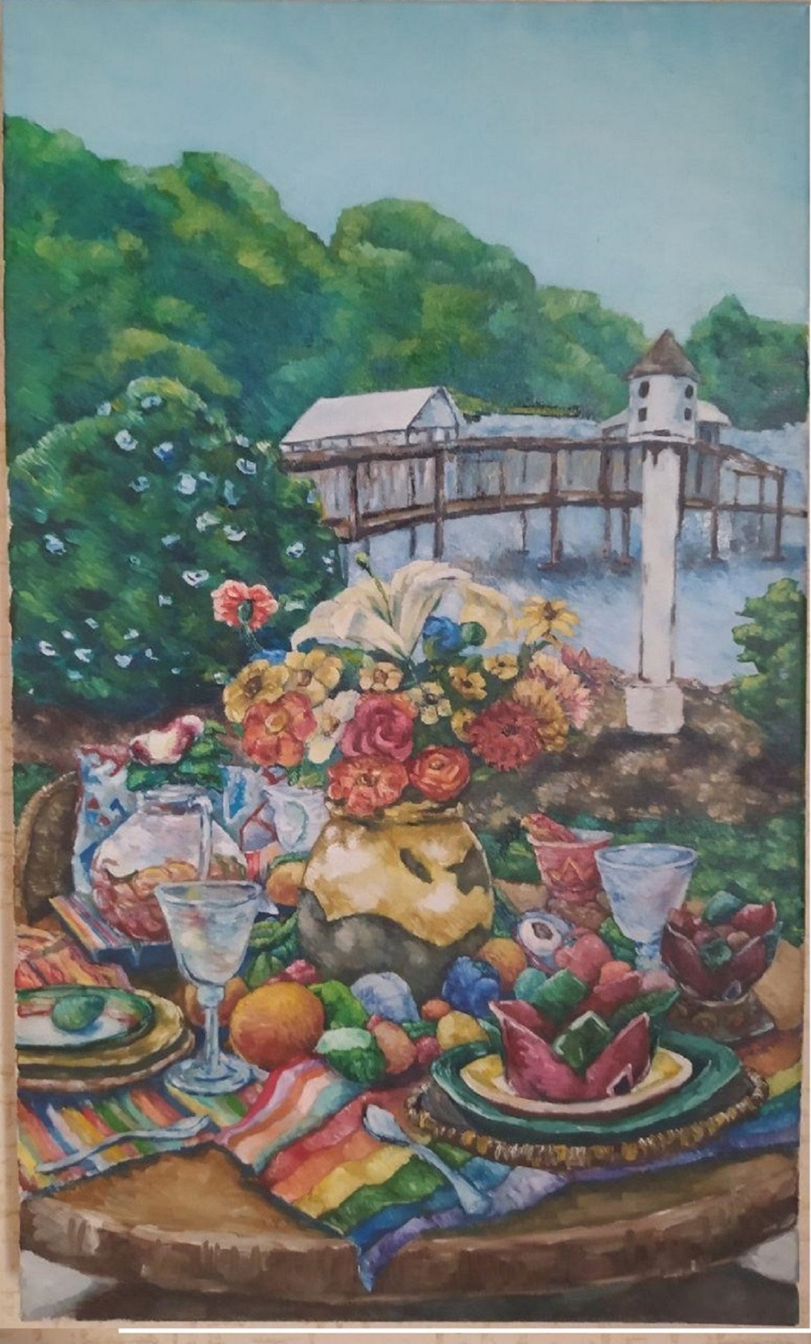 Table in nature Painting by Bohdan Nedilka