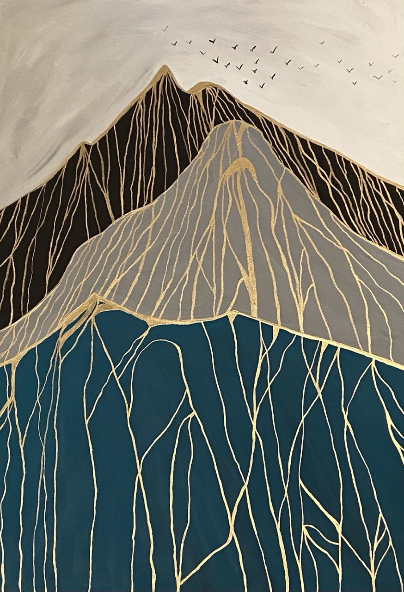 Gold mountains Painting by Anastasiia Sukharieva