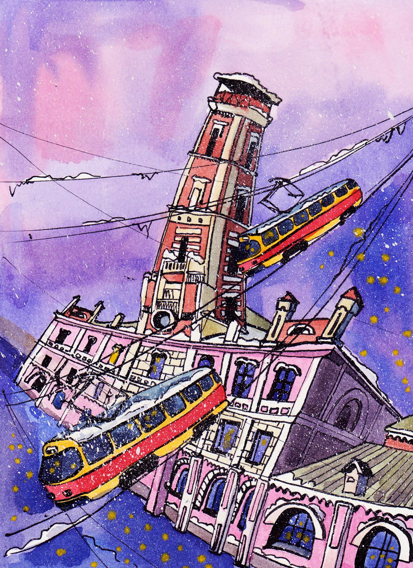 Kharkiv tram Painting by Kateryna Pokhodenko