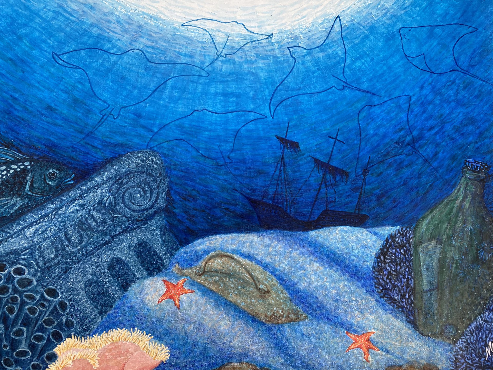 Birds of the seabed Painting by Natalia Mishchenko