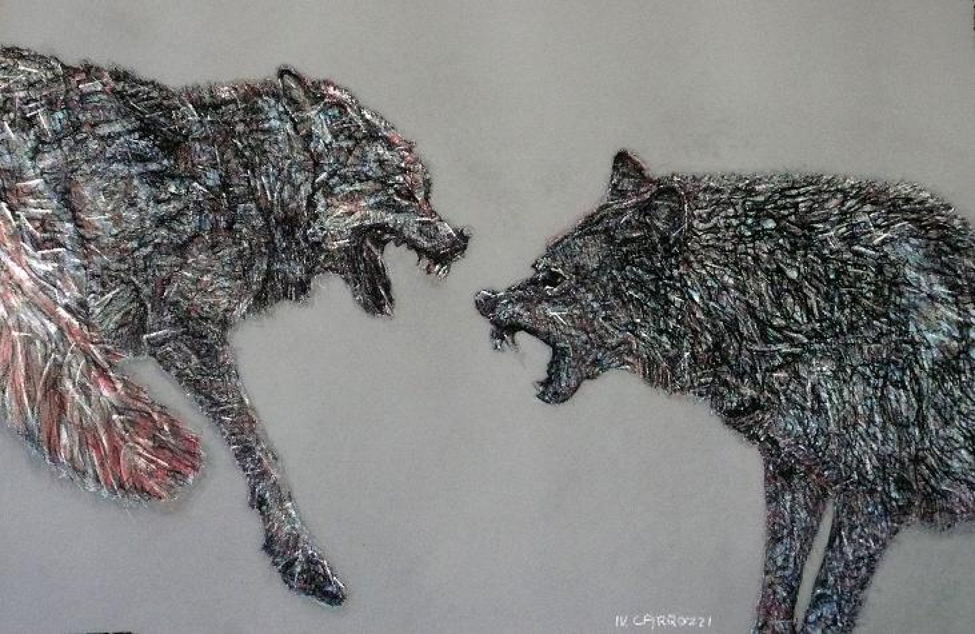 Wolves Drawing - Ivana Carrozzi - Jose Art Gallery