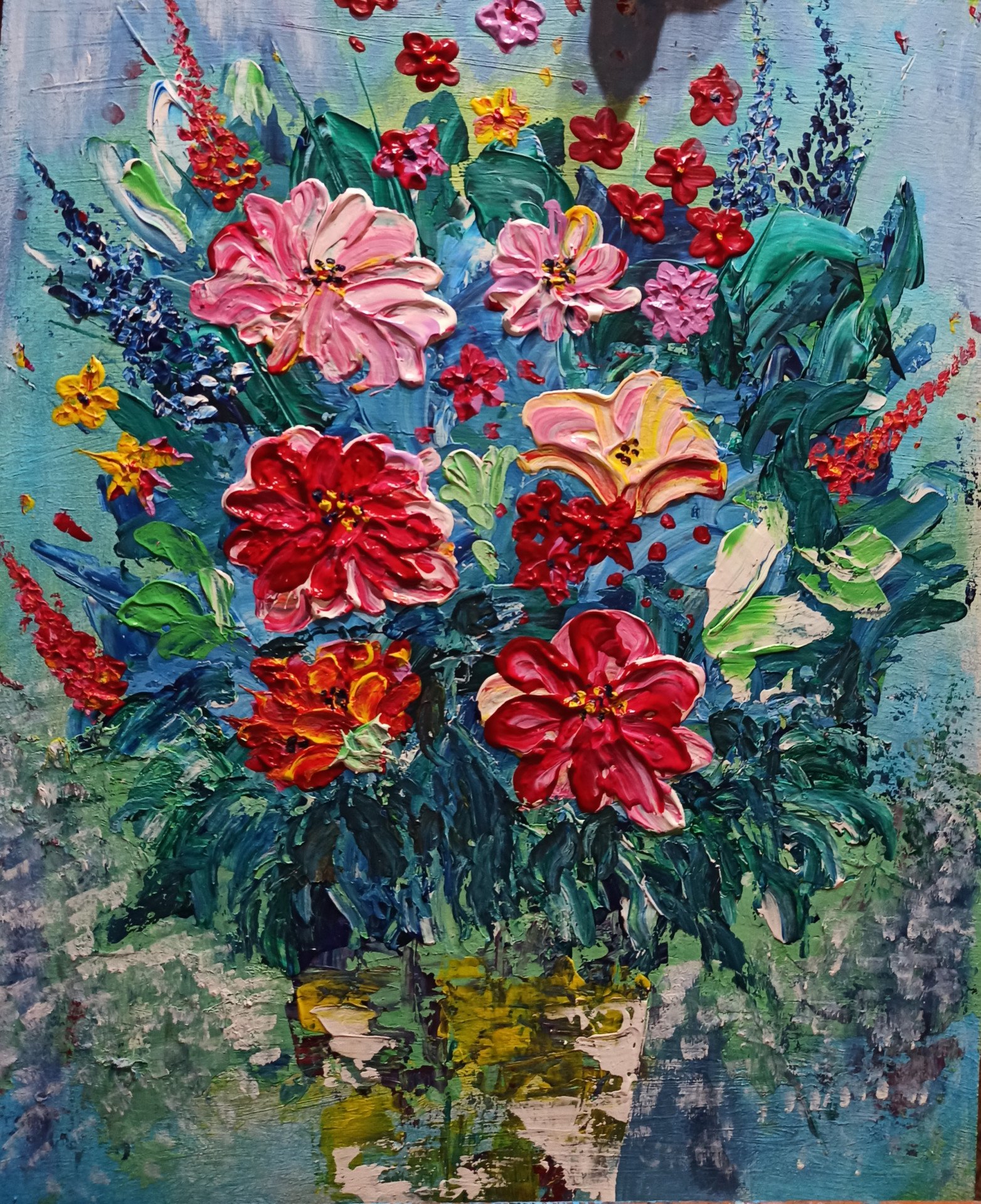 Abstract flowers of life Painting by Angela Antonova