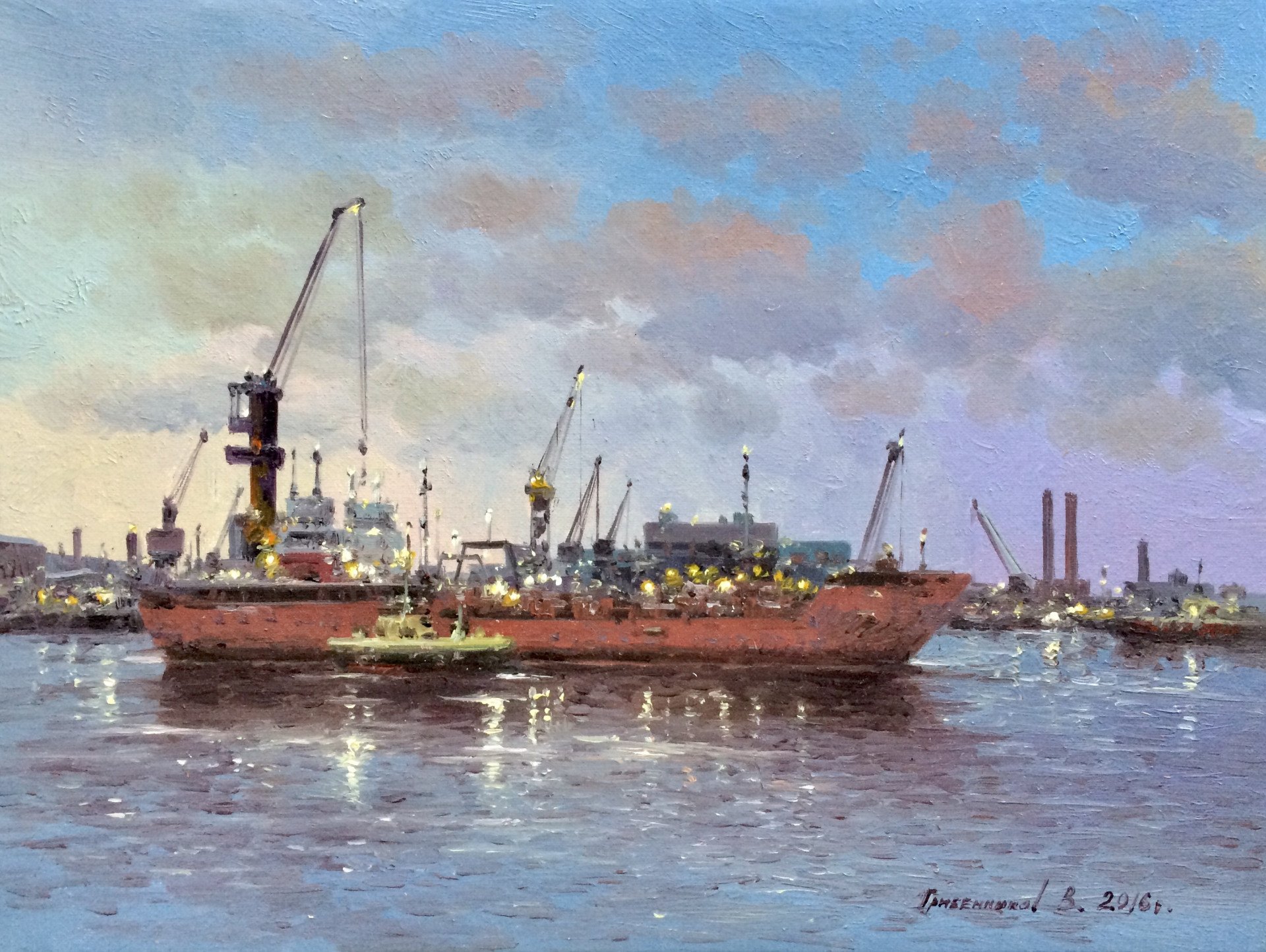 EEvening port 18xvening port Painting by Vasily Gribennikov