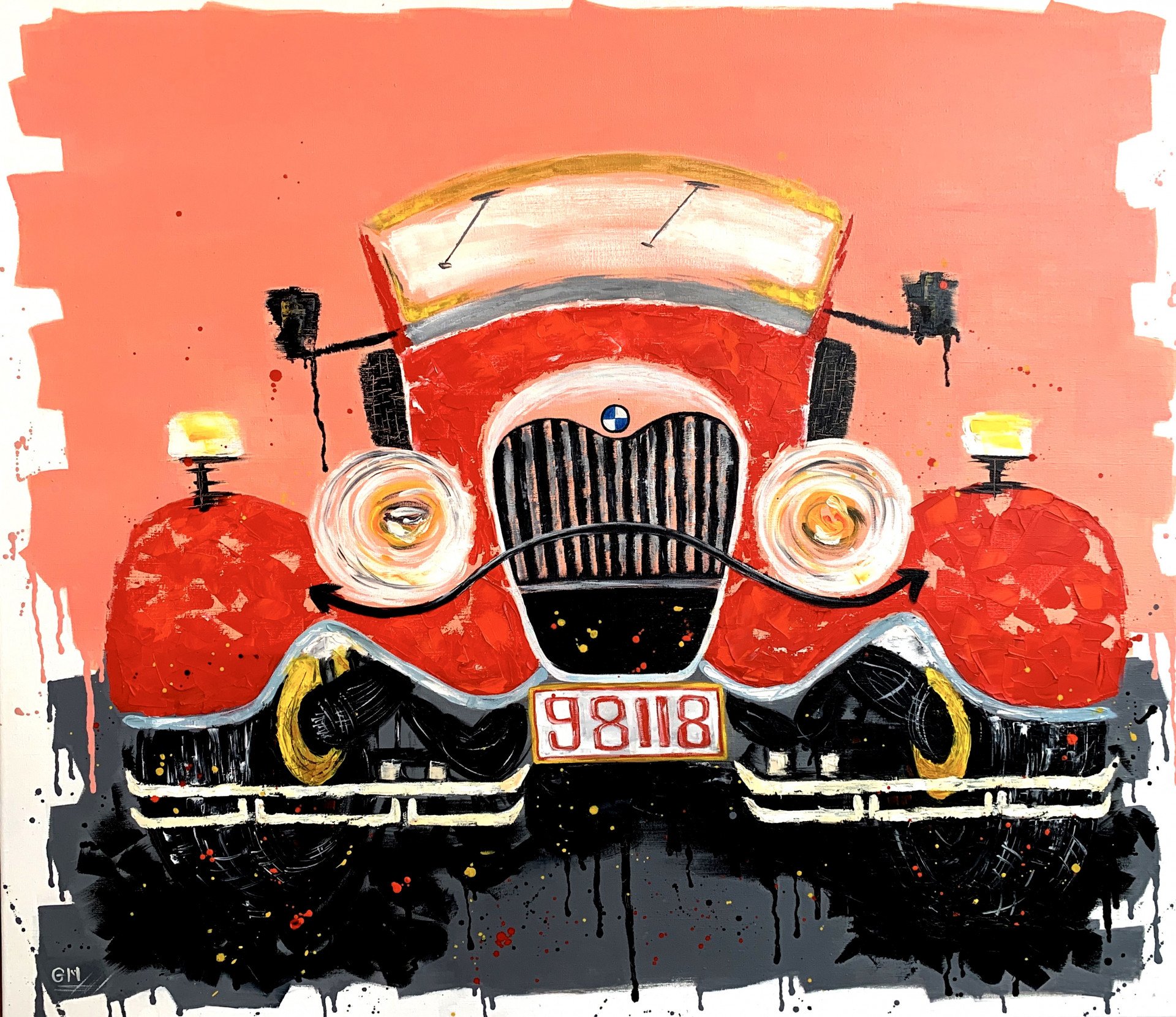 Red Retro Painting by Mariia Gnyniuk - Jose Art Gallery