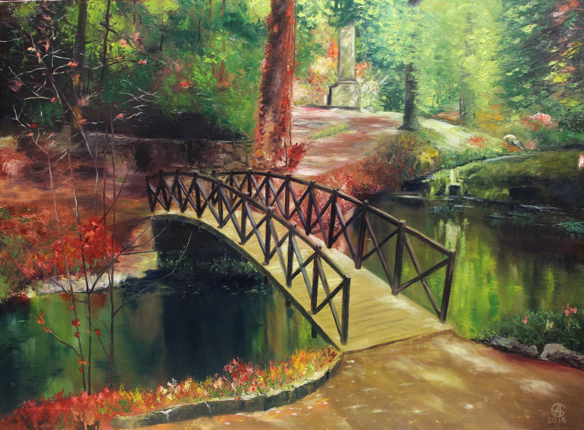 Humpbacked Bridge and Truncate Painting by Oleh Dobroskokov