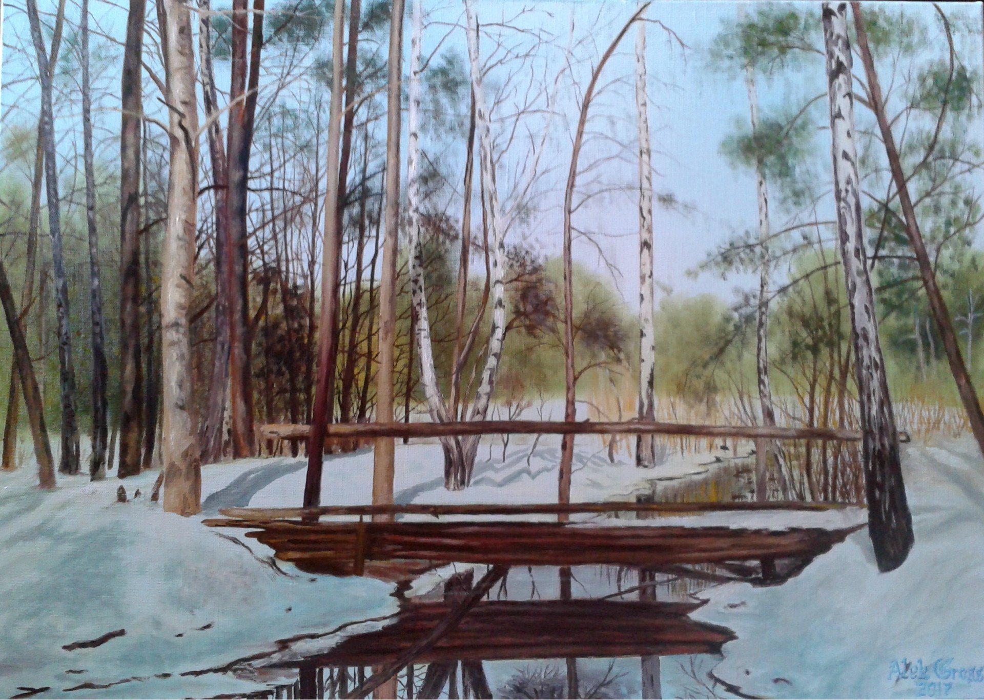 In the spring forest Painting by Oleh Dobroskokov