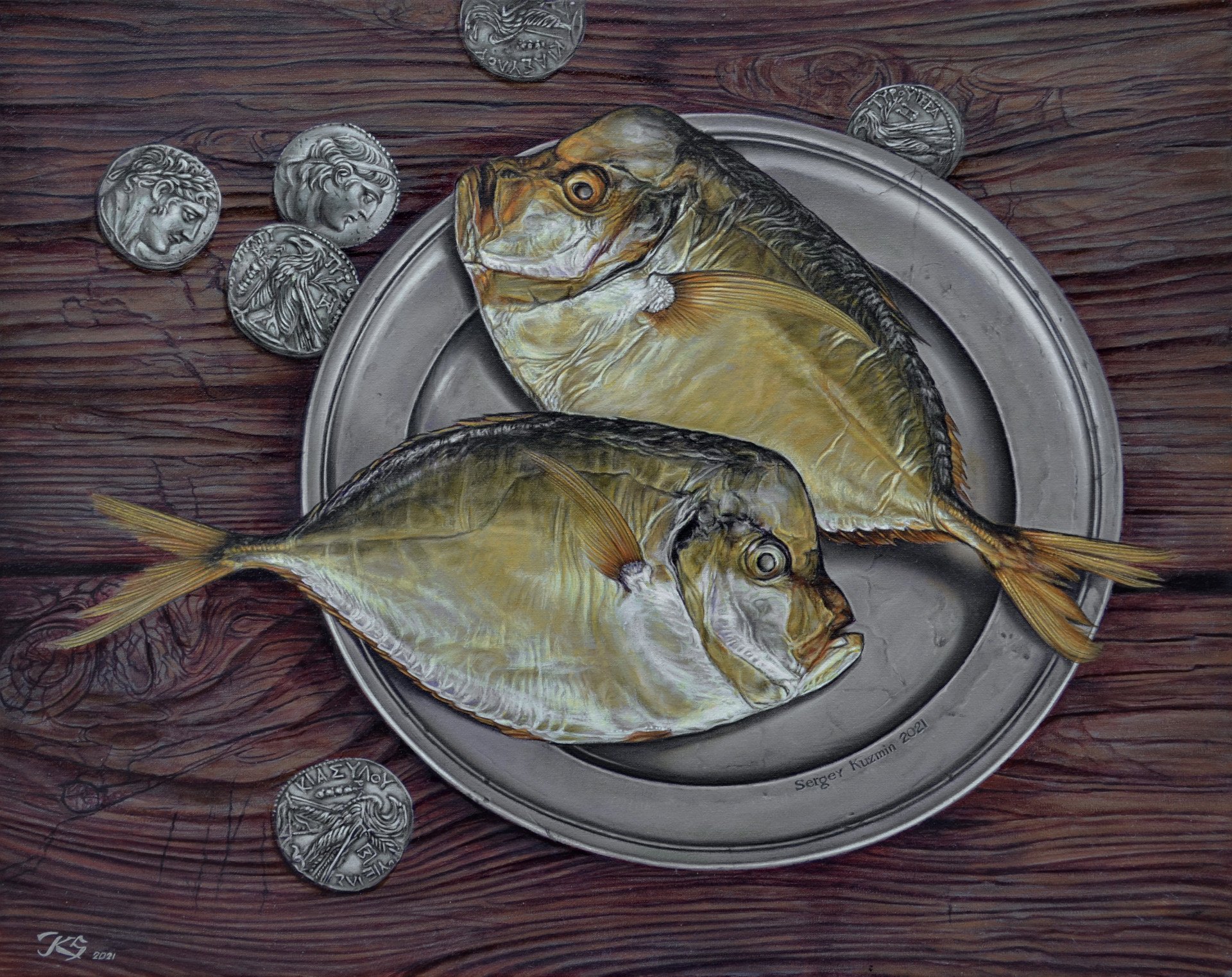 Moonfish (Vomer) Painting by Sergey Kuzmin
