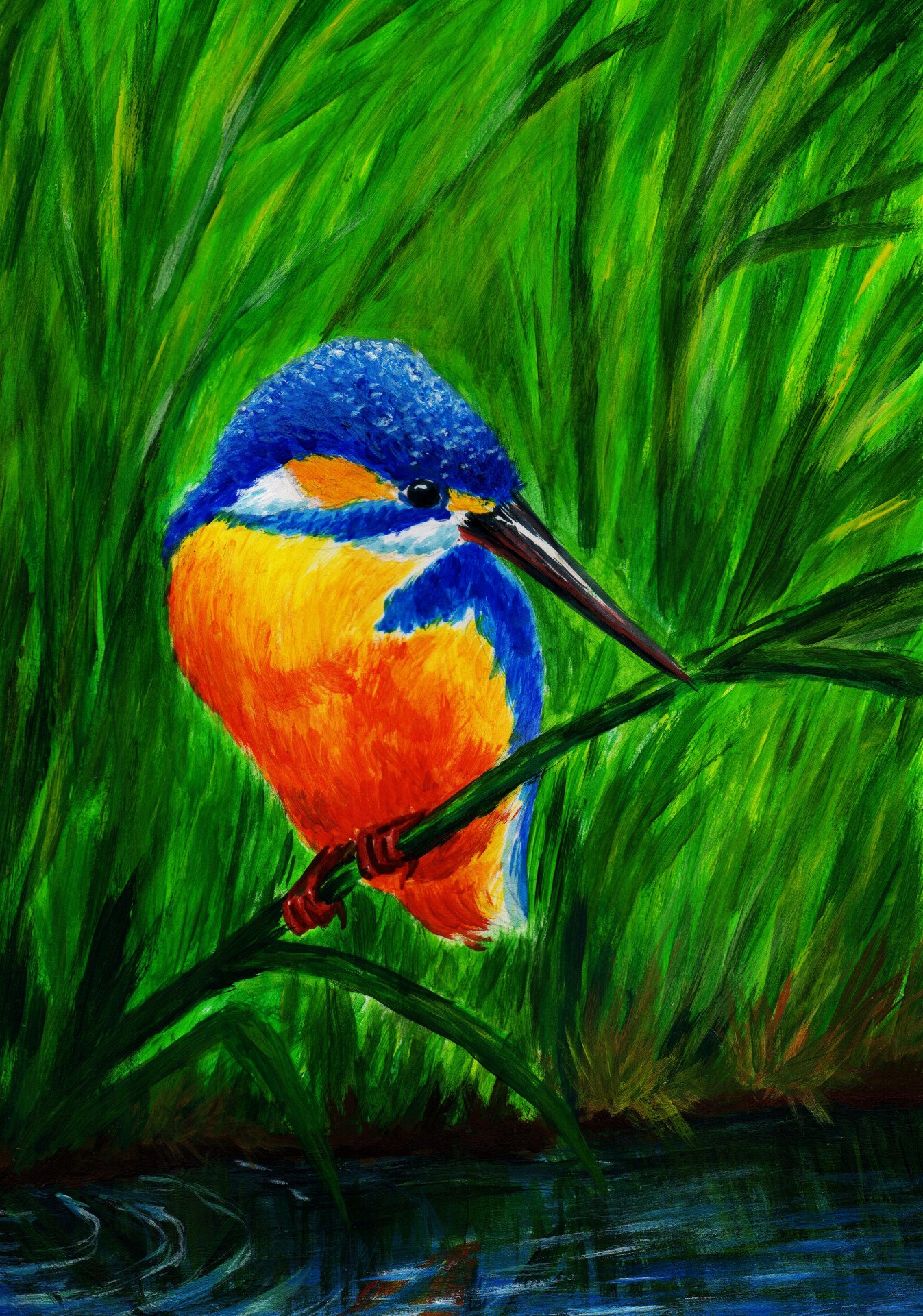 Painting "Blue fisher" | Artist Aleksandr Berezhnoy | Jose Art Gallery